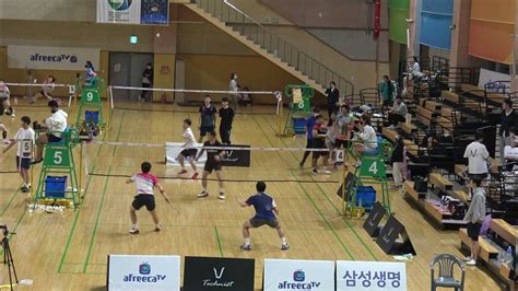 제1회 아프리카tv X 테크니스트 동호인 슈퍼챌린지 배드민턴대회 남복 준자강 준결승 백대현 허민호 Vs 김창주 오대영 Youtube