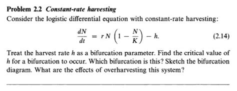 Solved Consider The Logistic Differential Equation With