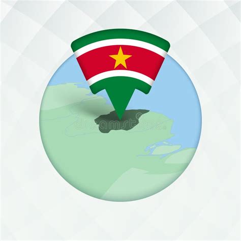 suriname map highlighted with flag marker stock illustration