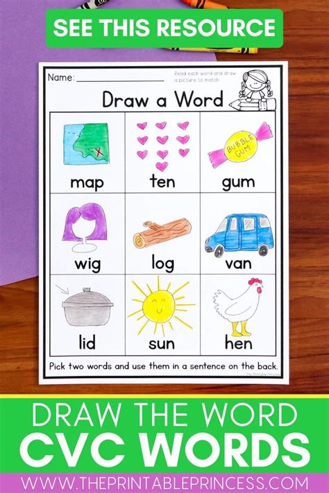 Draw The Secret Code CVC Writing Worksheets