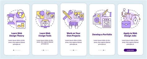 Tornando Se Web Designer Integração Forma Criativa De Educação De Tela De Aplicativo Móvel Vetor