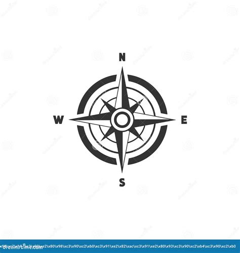 Ícone Plano Compass Com Norte Sul Leste E Oeste Indicado Ilustração