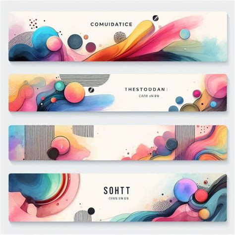 Premium Photo Modern Watercolor Colorful Headers Set Template Design