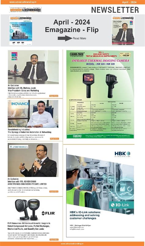 Latest April 2024 Newsletter From “automation And Instrumentation Update” Monthly Please Write Us