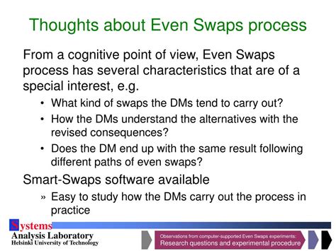 Ppt Observations From Computer Supported Even Swaps Experiments Using The Smart Swaps Software