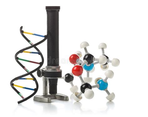 Research Microscope With Molecule Structural Formula And Periodic Table