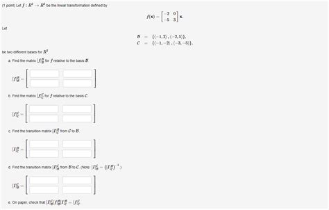 Solved 1 Point Let F R² → R² Be The Linear Transformation