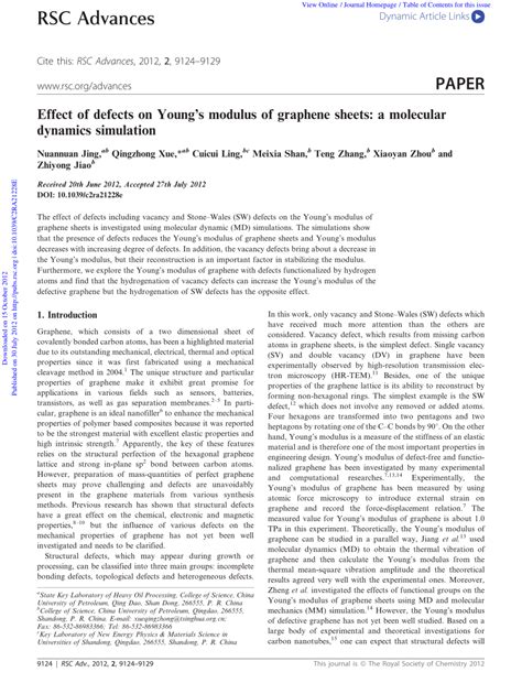 Pdf Effect Of Defects On Youngs Modulus Of Graphene Sheets A