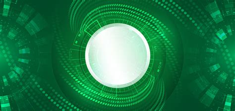하이테크 컴퓨터 디지털 기술 개념 다양한 기술 요소가 있는 넓은 녹색 배경 추상 원형 기술 통신 프레젠테이션을 위한 벡터