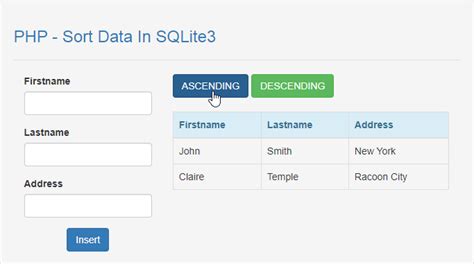 Php Sort Data In Sqlite3 Sourcecodester