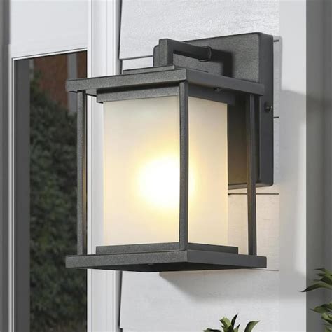 Uolfin Modern Black Outdoor Wall Lantern Sconce 1 Light Rectangle