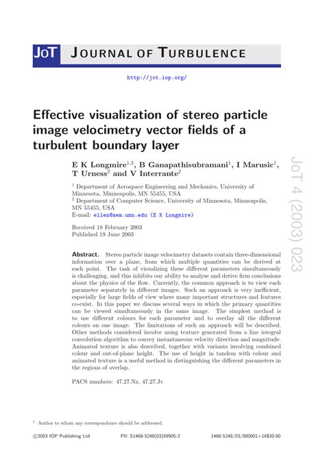 Pdf Effective Visualization Of Stereo Particle Image Velocimetry
