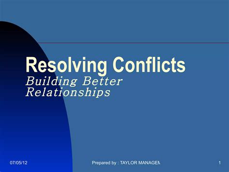 Resolving Conflicts Building Better Relationships Ppt