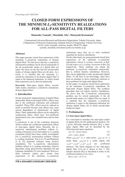 Pdf Closed Form Expressions Of The Minimum L2 Sensitivity