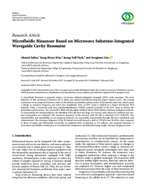 Pdf Microfluidic Biosensor Based On Microwave Substrate Integrated