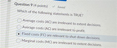 Solved Question 9 (4 ﻿points) ﻿SavedWhich of the following | Chegg.com