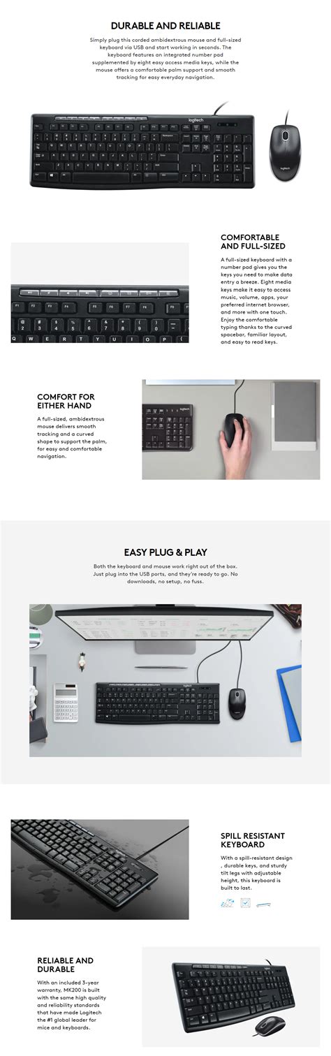 Logitech MK USB Keyboard And Mouse W Media Key Msy Com Au