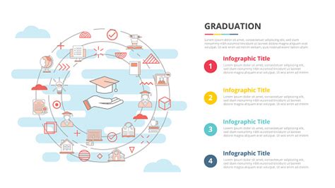네 가지 포인트 목록 정보가있는 인포 그래픽 템플릿 배너에 대한 졸업 개념 인포그래픽에 대한 스톡 벡터 아트 및 기타 이미지 인포그래픽 성취 학생 Istock