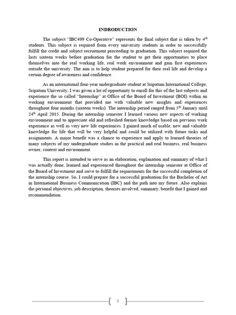 full internship report pdf thailand internship