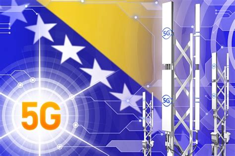 3d 그림보스니아 헤르체고비나 5g 산업 그림 플래그와 하이테크 배경에 거 대 한 셀룰러 네트워크 마스트 또는 타워 0명에 대한 스톡 사진 및 기타 이미지 Istock