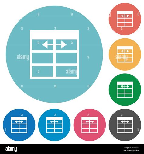 Flat Spreadsheet Adjust Table Column Width Icon Set On Round Color
