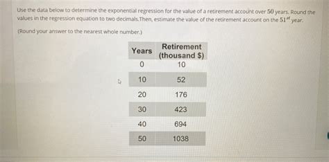 solved use the data below to determine the exponential