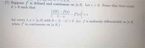 Solved Suppose F Is Defined And Continuous On A B Let Chegg