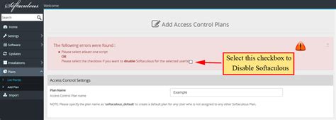Disable Softaculous Using Acl