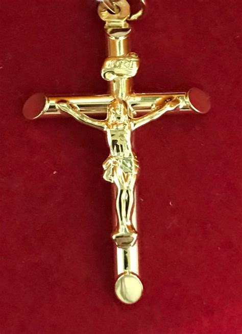 Real 14k Yellow Gold Jesus Christ Cross Pendant Etsy