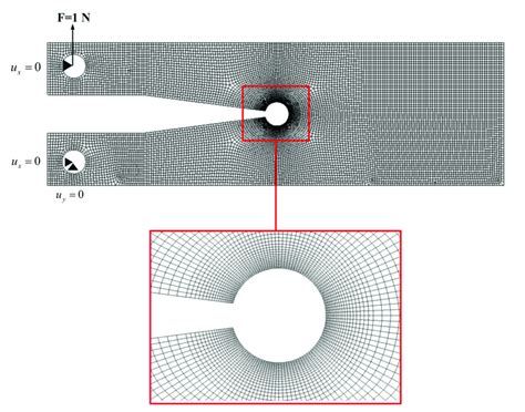 Fe Model And Mesh Pattern For Dcb 1 Specimen Near The Vo Notch Tip ρ