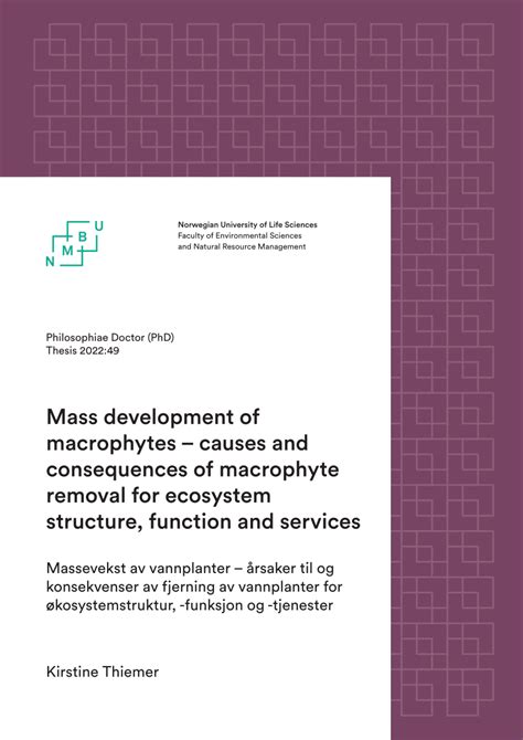 Pdf Mass Development Of Macrophytes Causes And Consequences Of