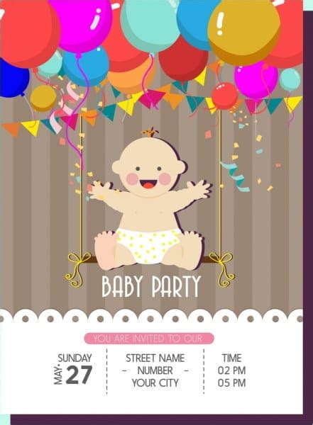 아기 축하 파티 배너 다채로운 풍선 아이 장식 Eps Ai Uidownload
