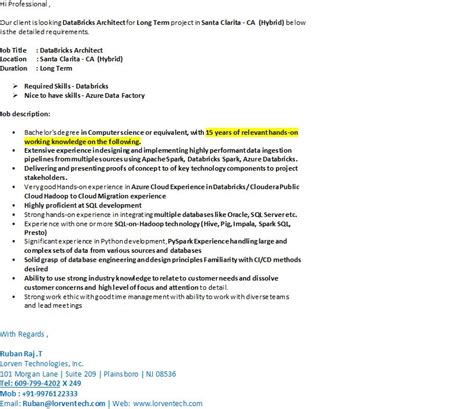 Ruban Raj T On Linkedin Hi Professional Hope You Doing Good We Have An Immediate Opening For The