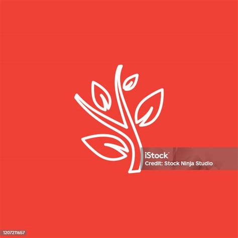빨간색 배경에 식물 선 아이콘입니다 빨간 평평한 스타일 벡터 일러스트 개념에 대한 스톡 벡터 아트 및 기타 이미지 개념 개발 건강관리와 의술 Istock
