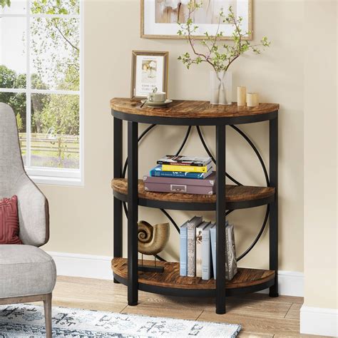 Tribesigns Half Round End Table 3 Tier Narrow Side Table