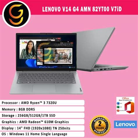 Jual Lenovo V14 G4 Amn 82yt00 V7id Ryzen 3 7320u 8gb 256gb512gb1tb