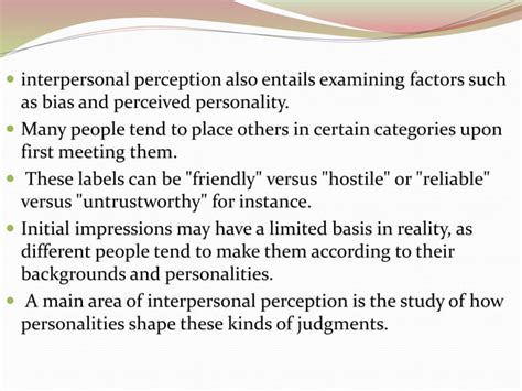 Interpersonal Perception Characteristics Of Perceiver And Perceived Pptx