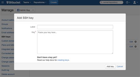 Bitbucket Repository Enter Ssh Key Form
