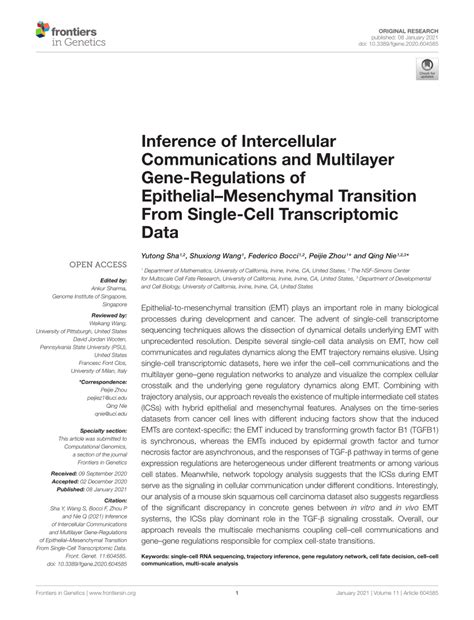 Pdf Inference Of Intercellular Communications And Multilayer Gene Regulations Of Epithelial