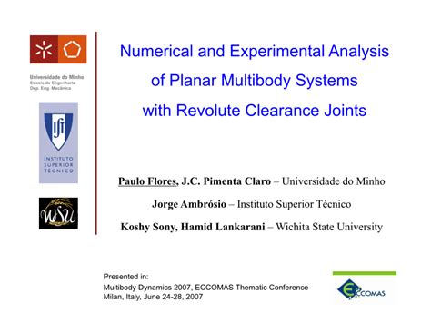 Pdf Numerical And Experimental Analysis Of Planar Multibody Systems With Revolute Clearance Joints