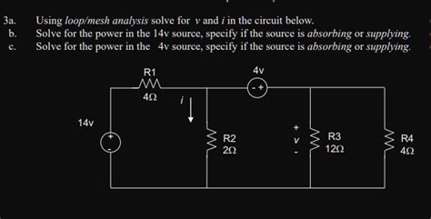 Solved 3a B Using Loopmesh Analysis Solve For V And I In