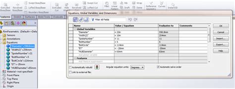 Tutorial How To Model A Variable Driven Car Rim Solidworks 2013 And Show Design Intent