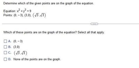 Solved Determine Which Of The Given Points Are On The Graph Chegg Com