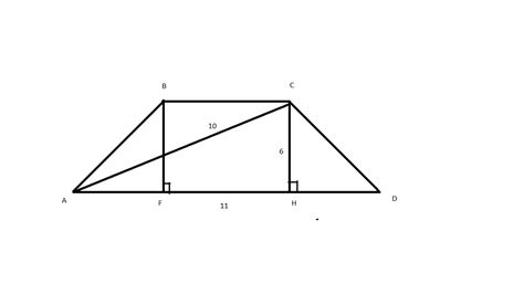 В равнобокой трапеции высота равна 6 см Диагональ равна 10 см Большое основание равно 11 см