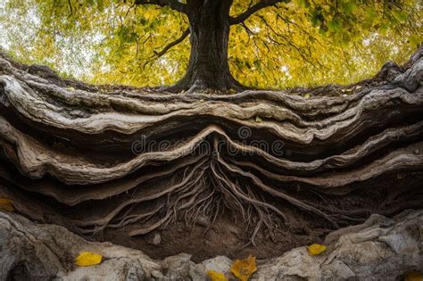 Tree With Roots In Soil Soil Cross Section Stock Illustration Illustration Of Lawn