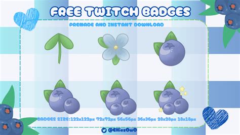 Blueberry Twitch Badges Ellie Free Twitch Assestss Ko Fi Shop