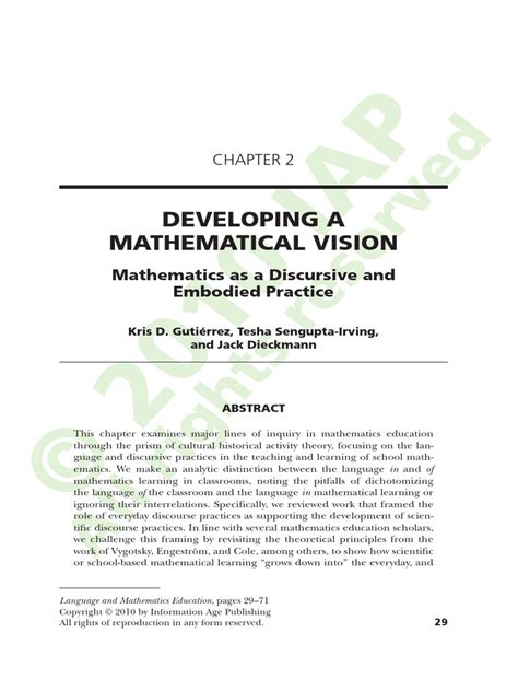 Anna Sfard Developing A Mathematical Vision Mathema Pdf Discourse Mathematics