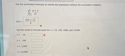 Solved Use The Summation Formulas To Rewrite The Expression