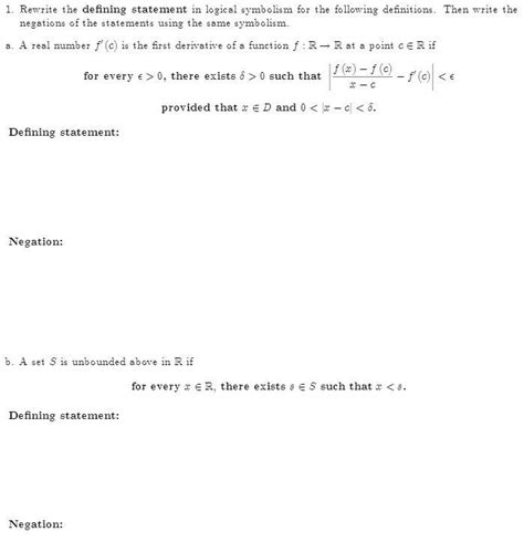 Solved 1 Rewrite The Defining Statement In Logical
