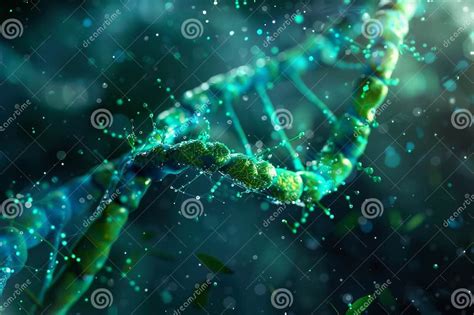 Abstract Representation Of A Dna Double Helix With Glowing Particles